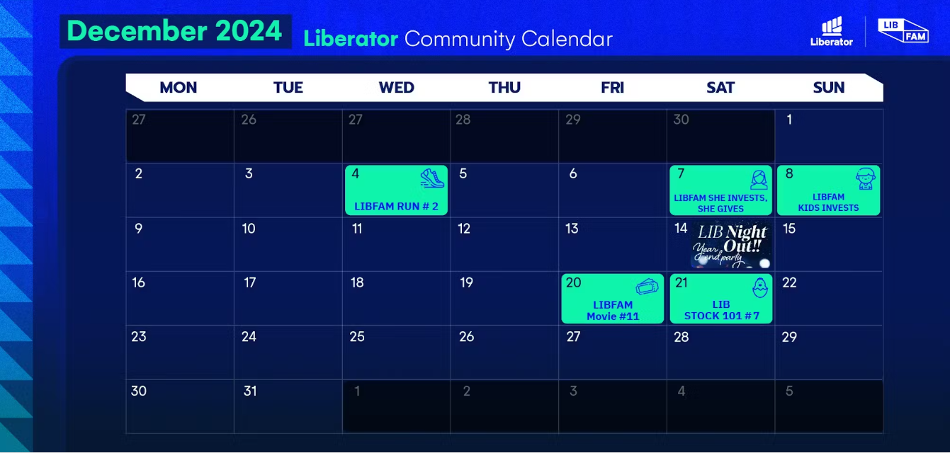 [ ธันวาคม 2567 ] ปฏิทินกิจกรรม LIB Community Calendar | Liberator